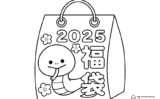 Snake, kadomatsu, and folding screen【New Year Coloring Page】 | ぴよぴよプリント